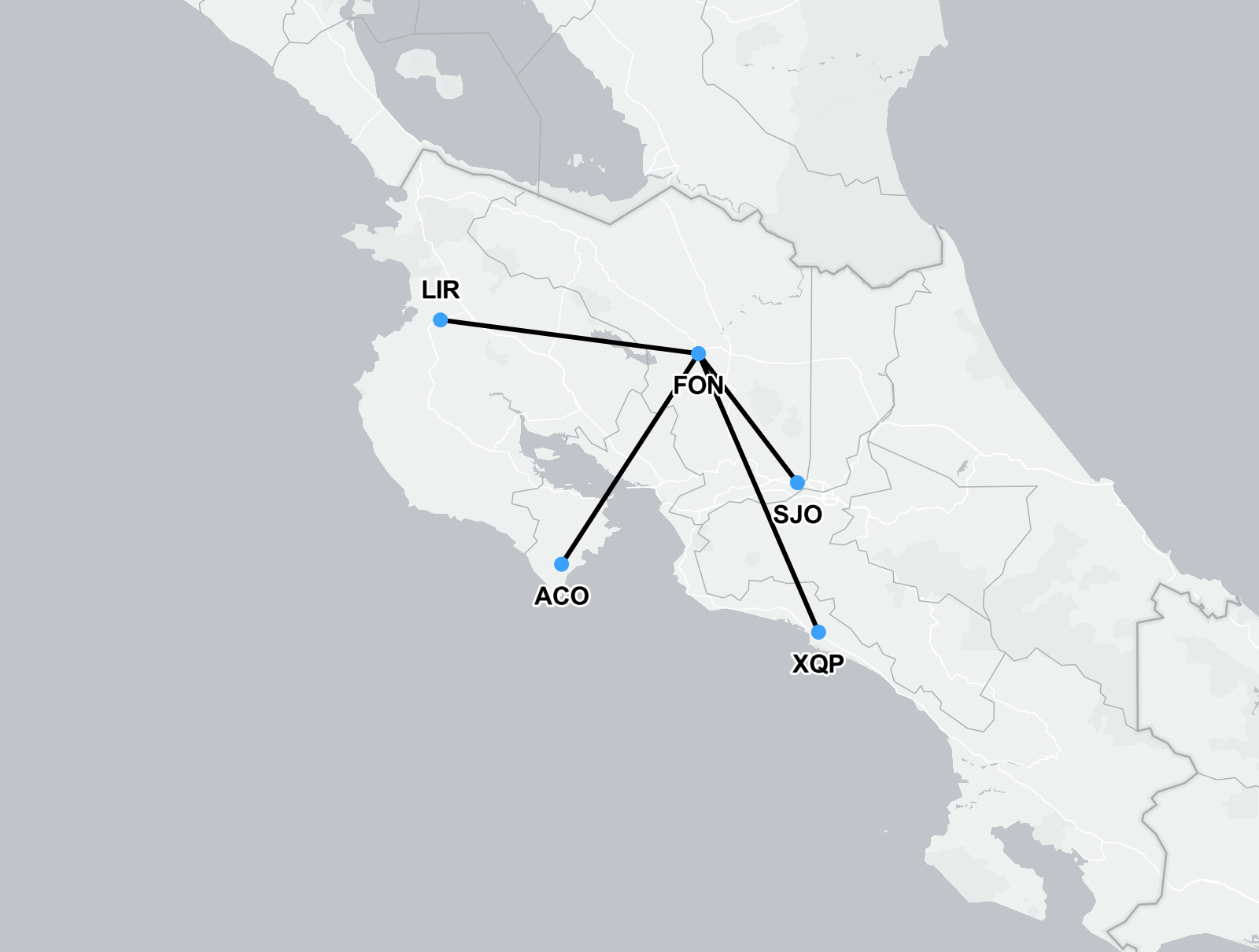 SANSA Airlines Mapa de ruta e información de vuelo - Pacuare Outdoor Center