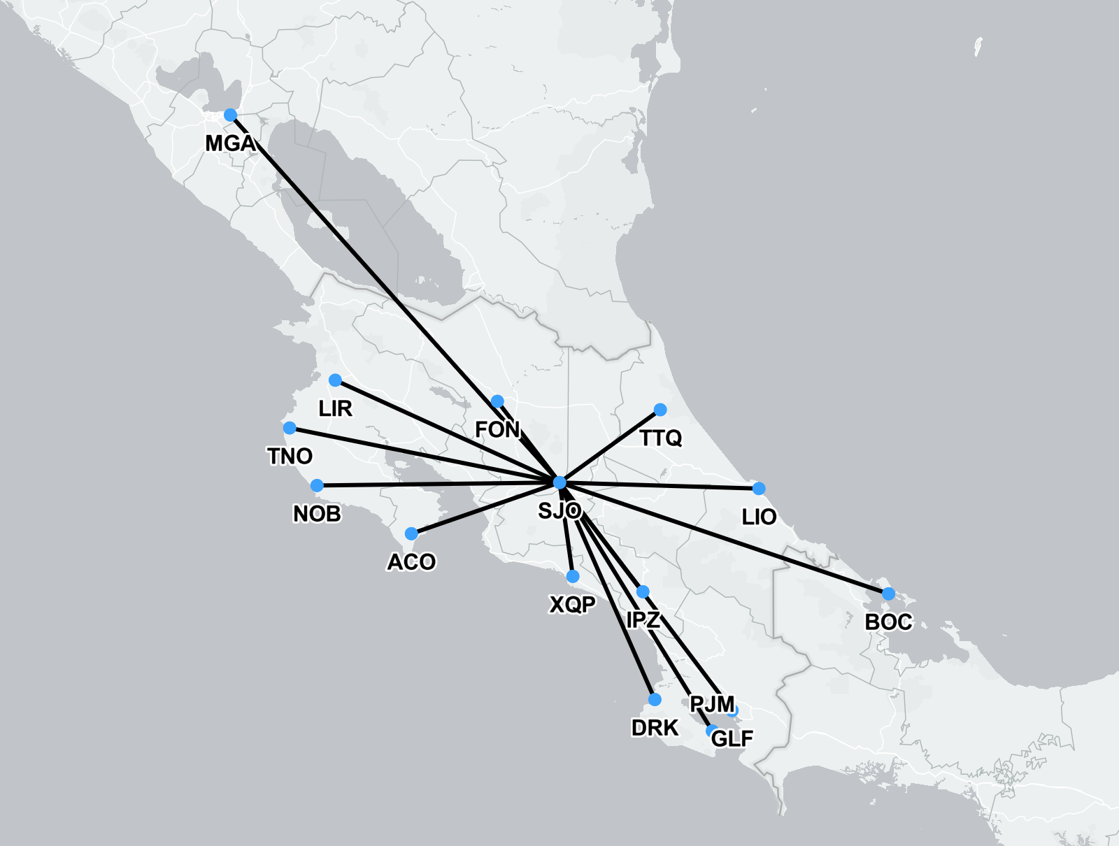 SANSA Airlines Route Map and Flight Information - Pacuare Outdoor Center
